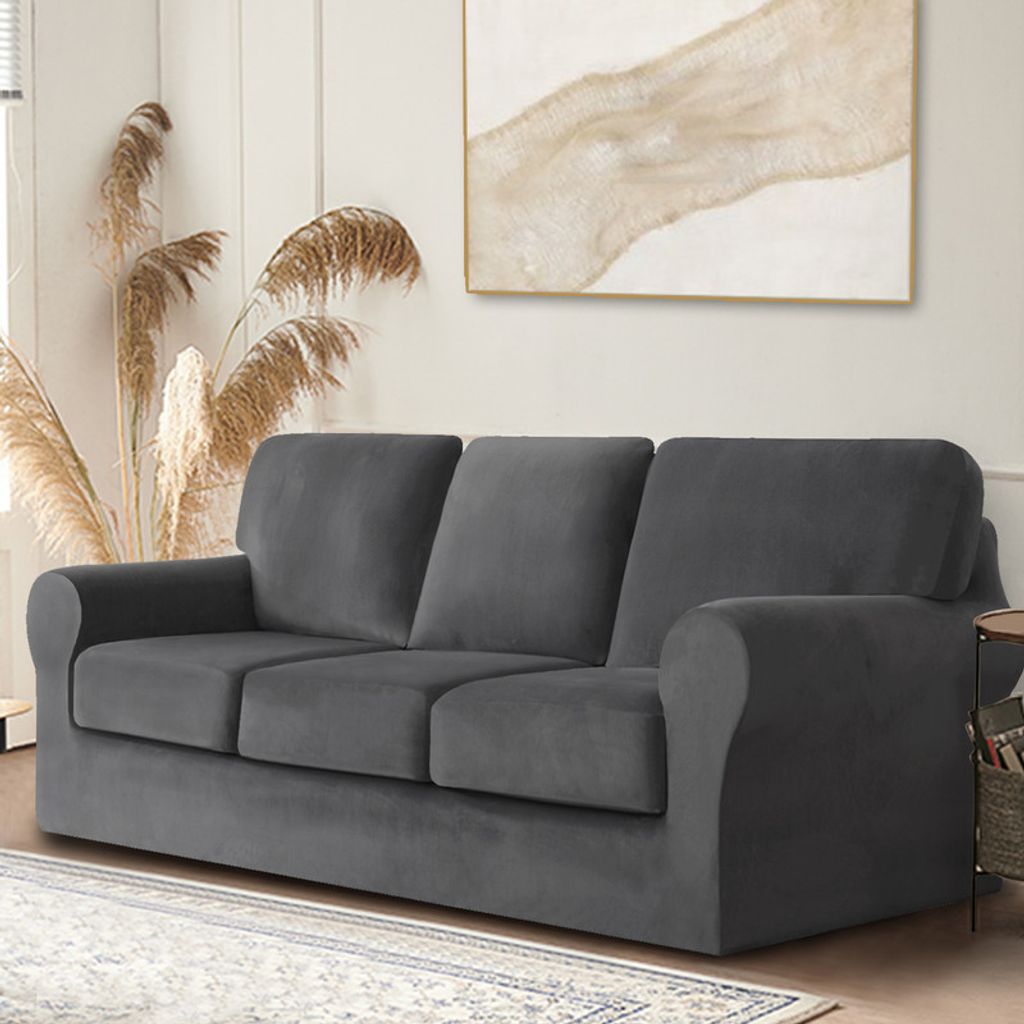 (Dunkelgrau) 7-teiliger Stretch-Sofabezug, | Kaufland.de