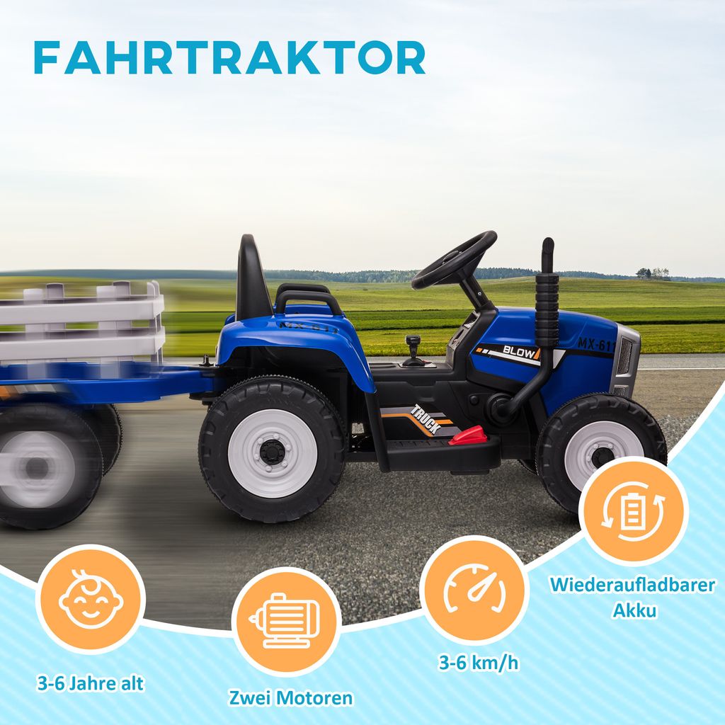 HOMCOM Elektrischer Traktor mit Anhänger, | Kaufland.de