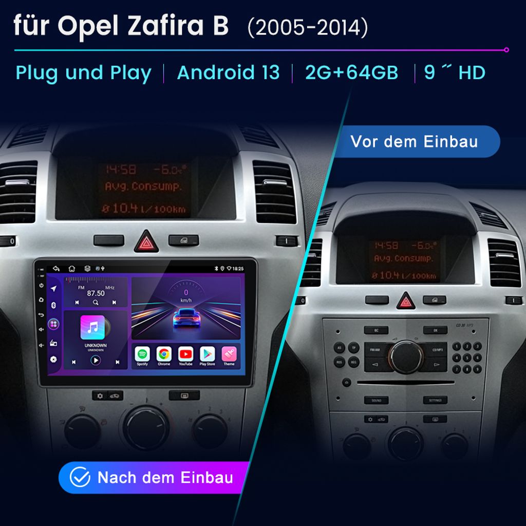 2+64''Carplay 9" GPS NAVI pro Opel Zafira B | Kaufland.cz