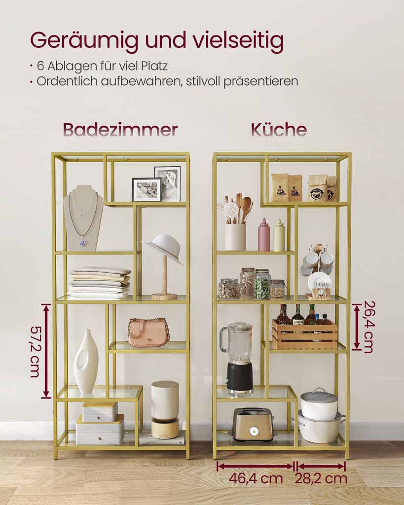 Rootz Gold Glas Stahl Stand Regal - Display | Kaufland.de