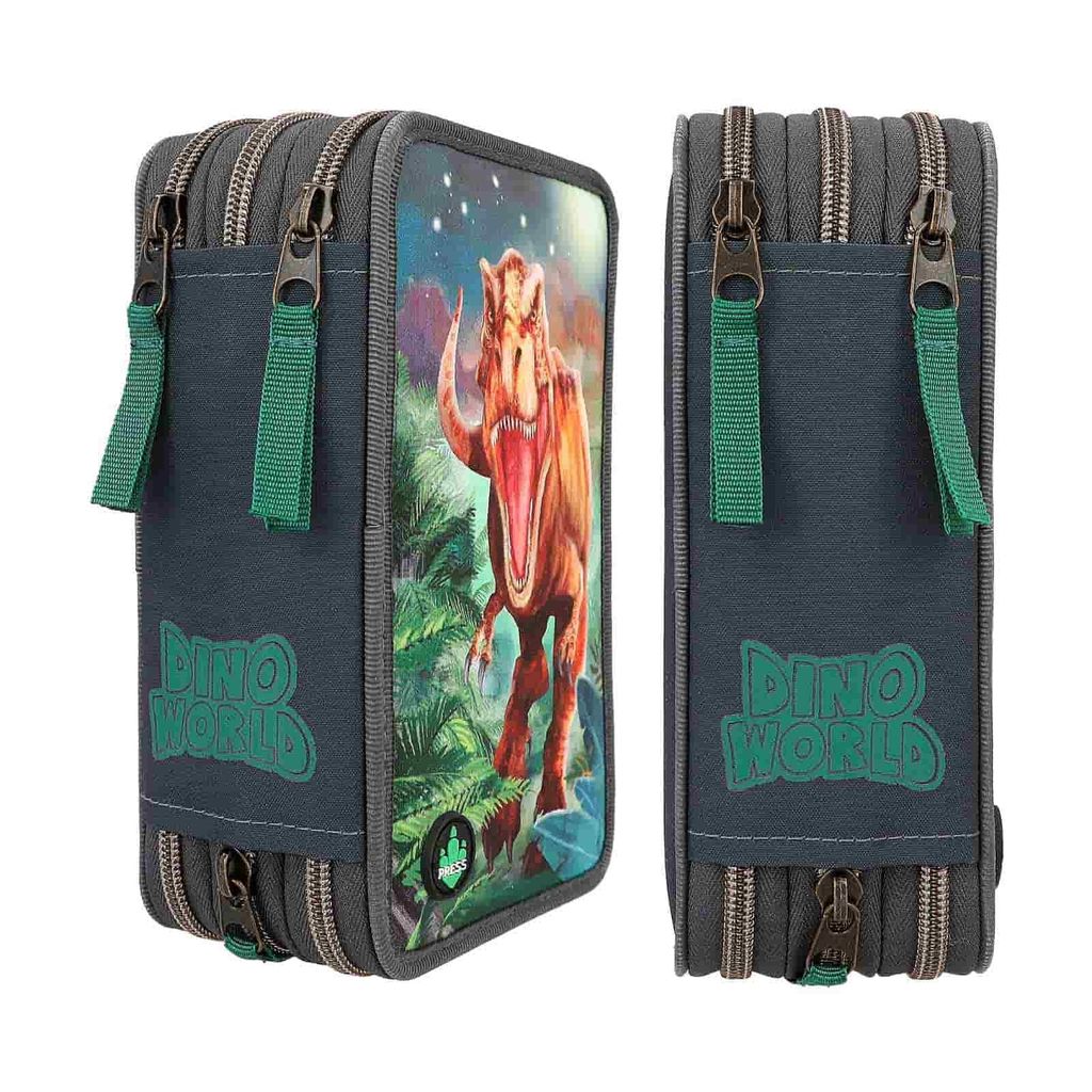 Dino World 3-Fach Federtasche LED grau | Kaufland.de