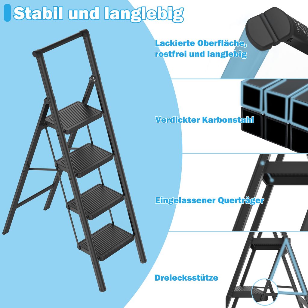 XMTECH Trittleiter 4 Stufen Klappbar, Leiter | Kaufland.de