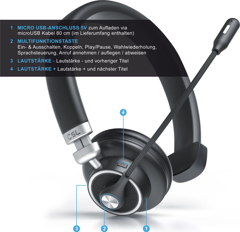 CSL Bluetooth 4.1 Headset 38mm - Sluchátka s | Kaufland.cz