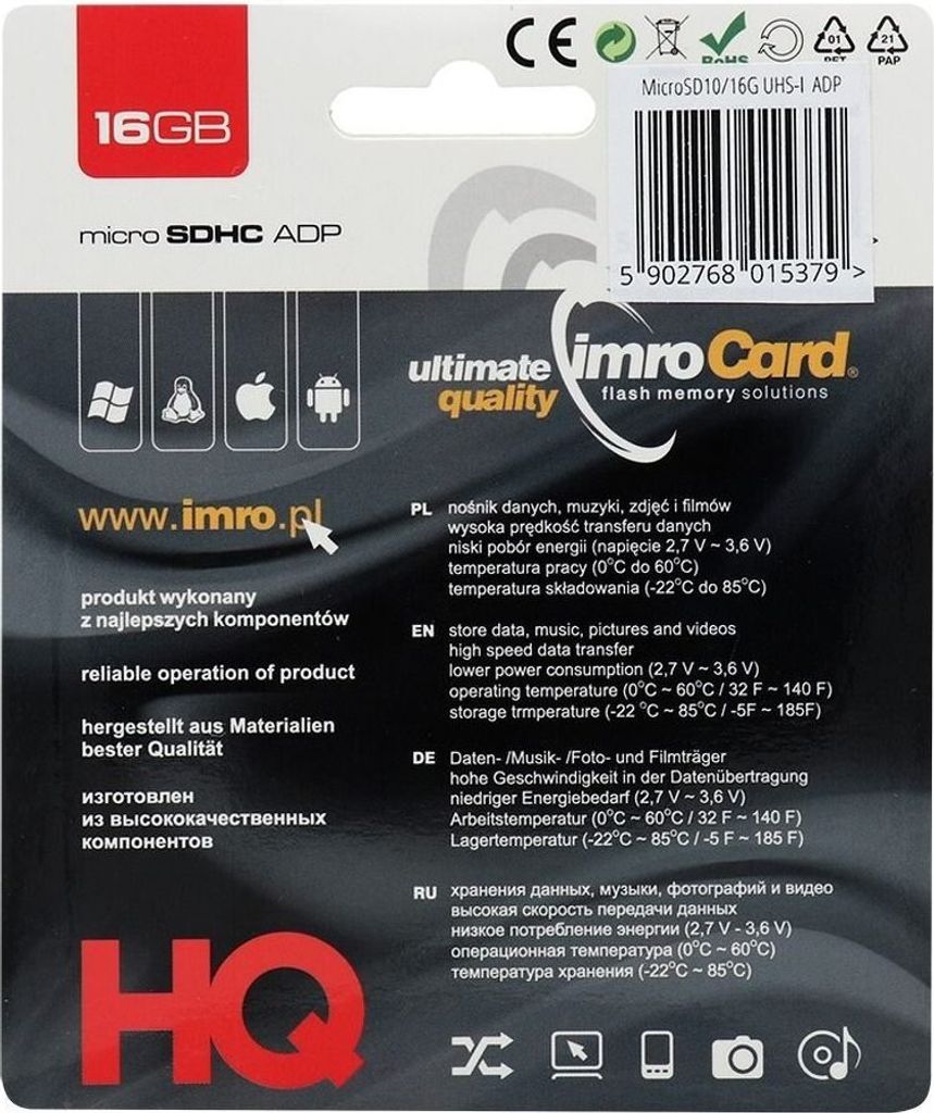 Micro SD karta 16GB s adaptérem class 10 UHS | Kaufland.cz