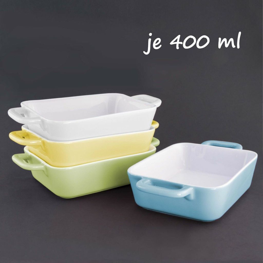 MINI rechteckige Auflaufform Ofen- Backform Keramik Set 4
