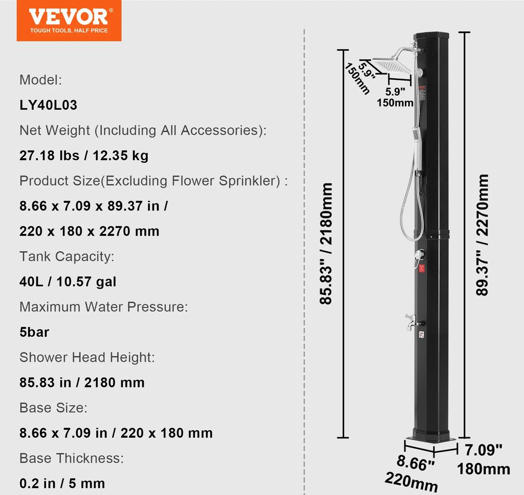 Venkovní sprcha se solárním ohřevem, dvojitým | Kaufland.cz