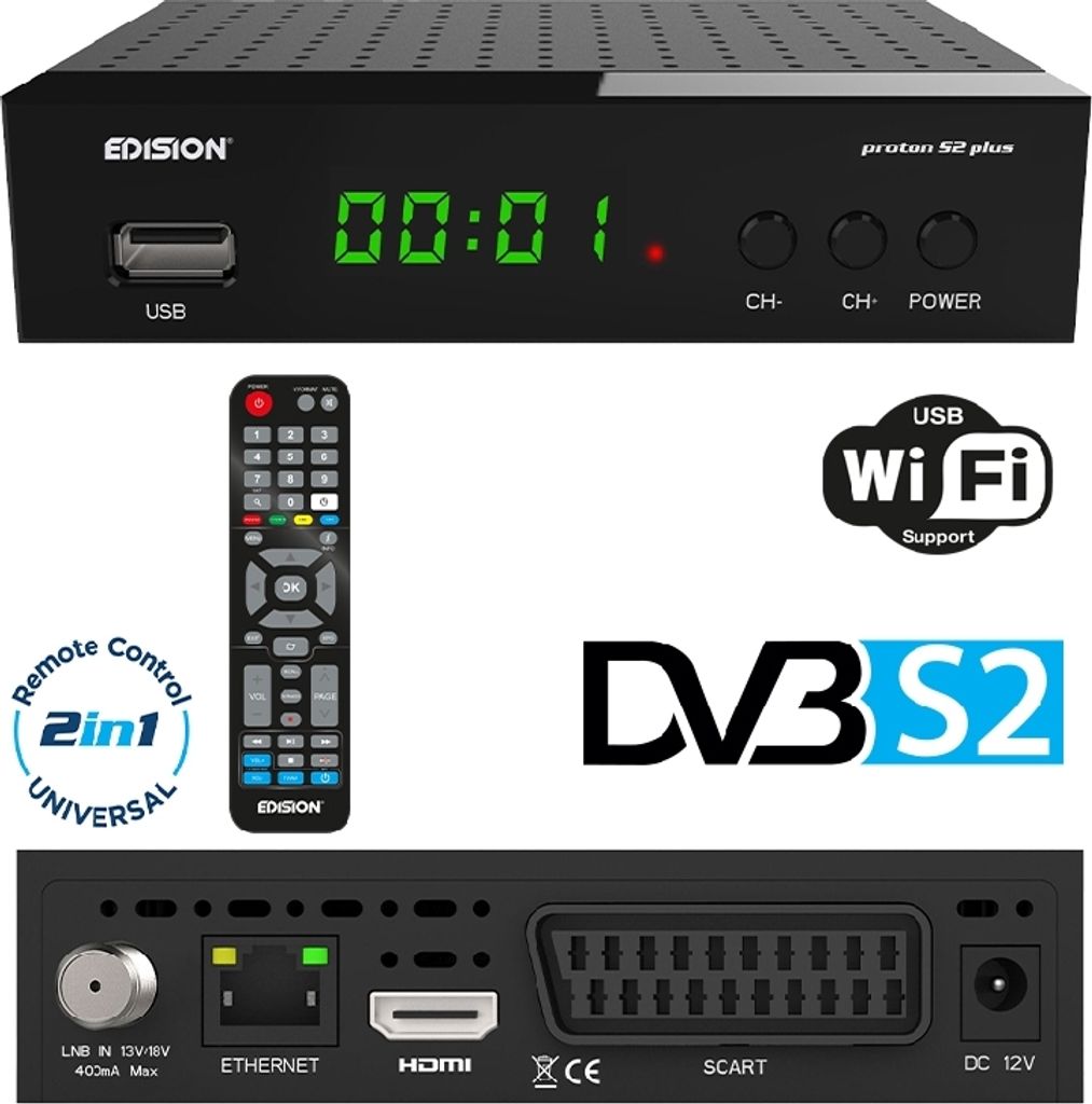 Edision proton S2 plus Full-HD Sat Receiver schwarz