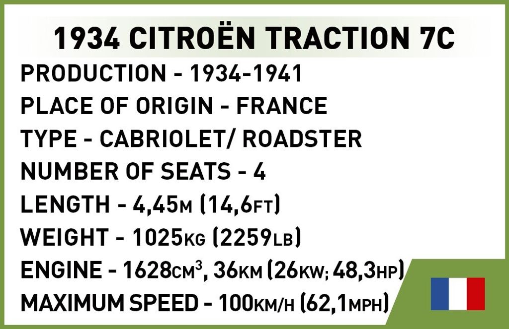 COBI 2264 1934 Citroën Traction 7C, 1:35, 199 | Kaufland.cz