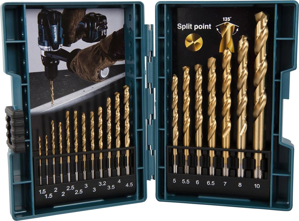 Makita 19-dielna sada vrtákov HSS-TIN TIN - kov - 19 kusov