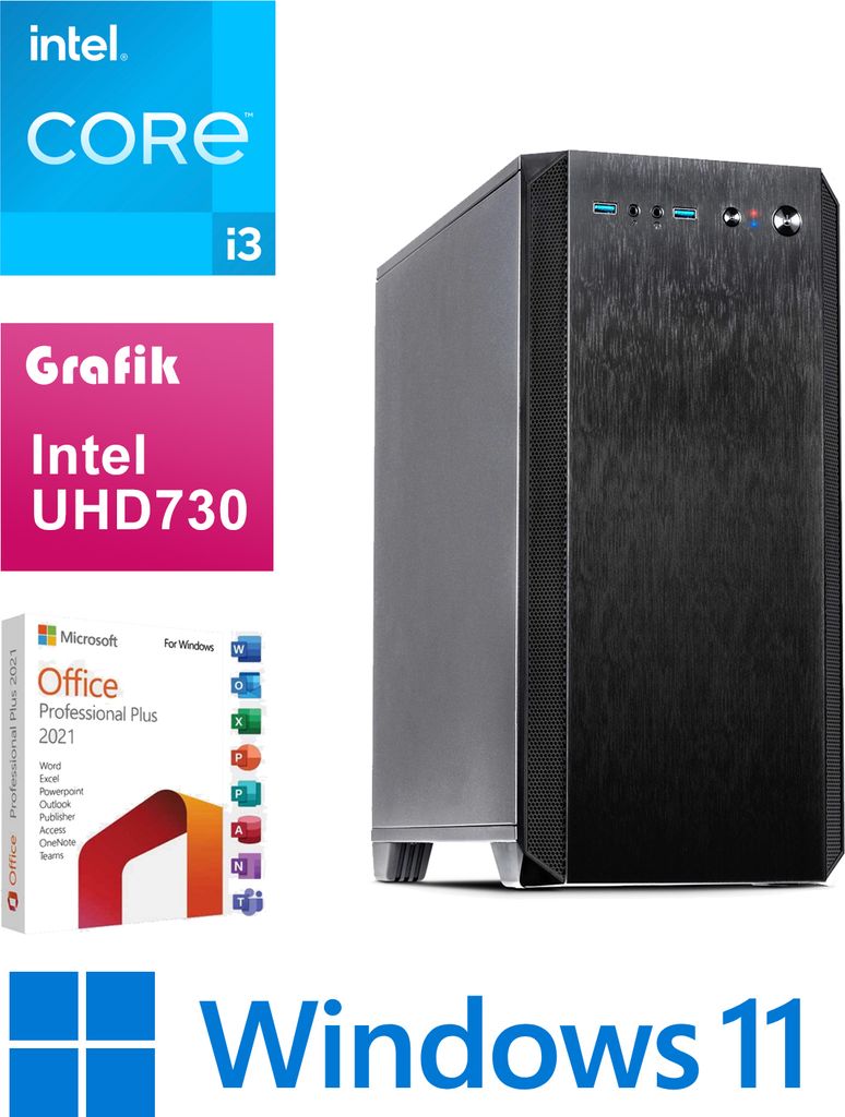 Office Pro Plus Multimedia Computer Core i3-12100 PC 16GB