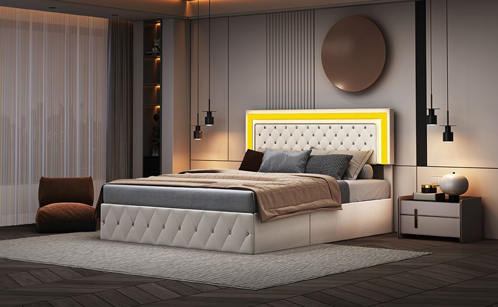 Postel s hydraulickou pružinou 140x200 cm LED | Kaufland.cz