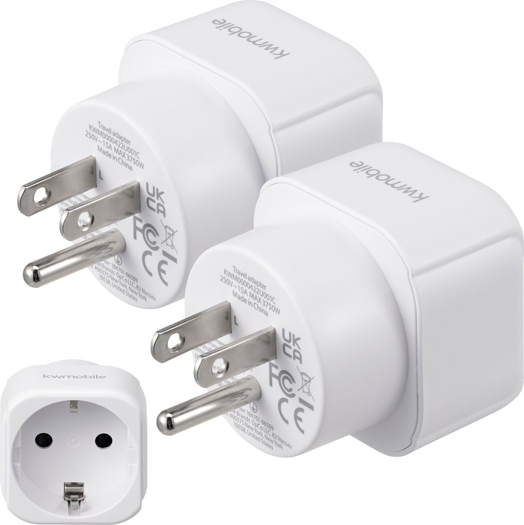kwmobile 2x Reiseadapter USA Typ-B - Schuko Reise Strom