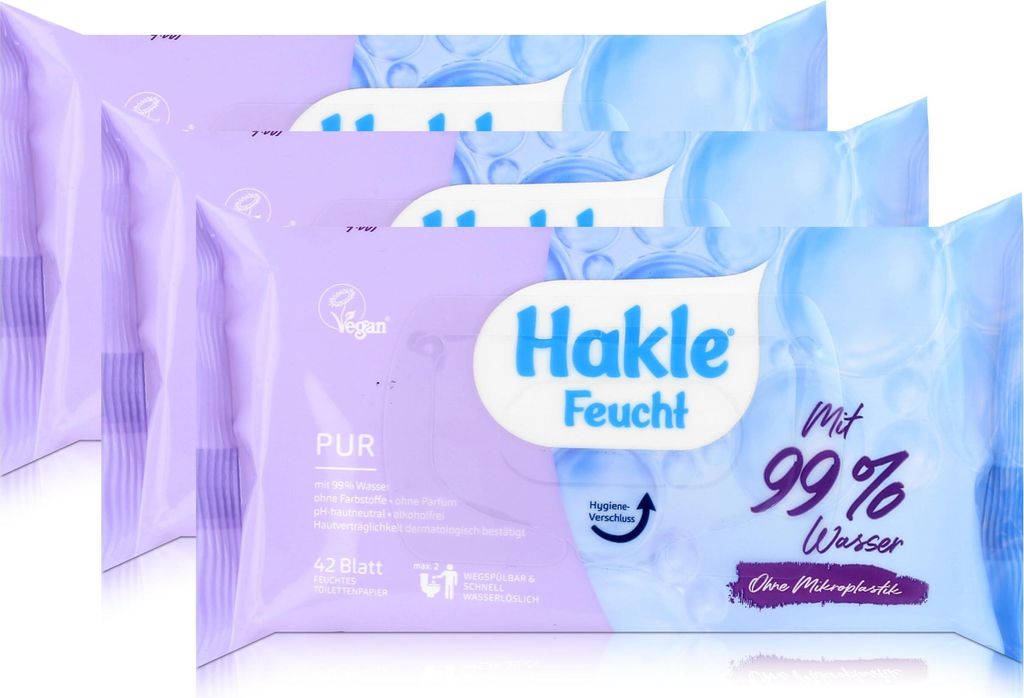 Hakle Feucht Pur 42 Blatt Toilettenpapier (3er Pack)