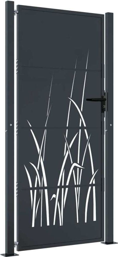 vidaXL Gartentor Anthrazit 105x205 cm Stahl Gras-Design