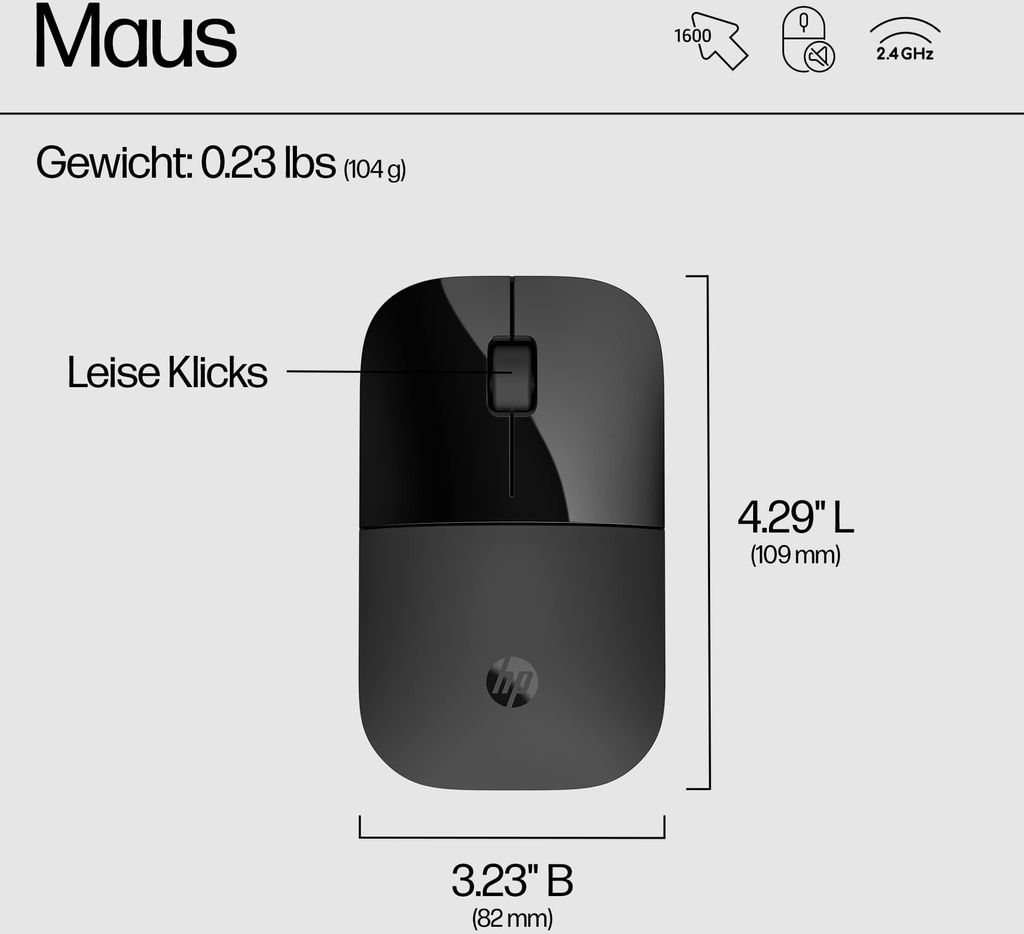 HP Z3700 Dual-Maus (schwarz), Beidhändig, RF | Kaufland.de