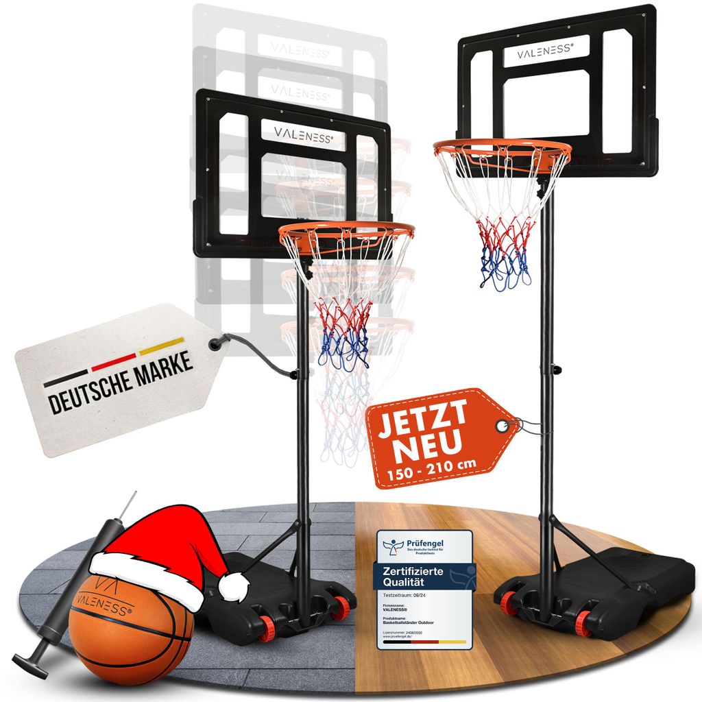 VALENESS® Basketballkorb Outdoor - [150 bis 210 cm]