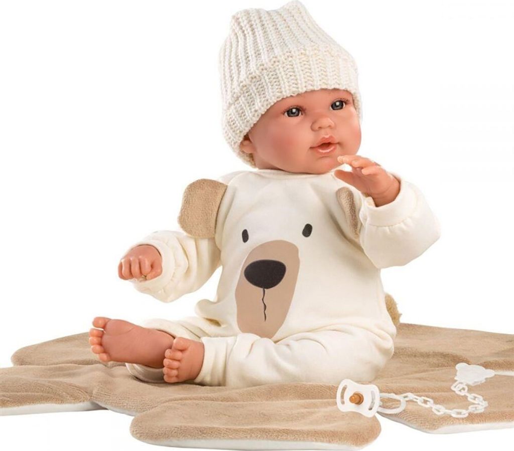 Llorens Crying Baby Doll Brauner Teddybär mit Kleid und