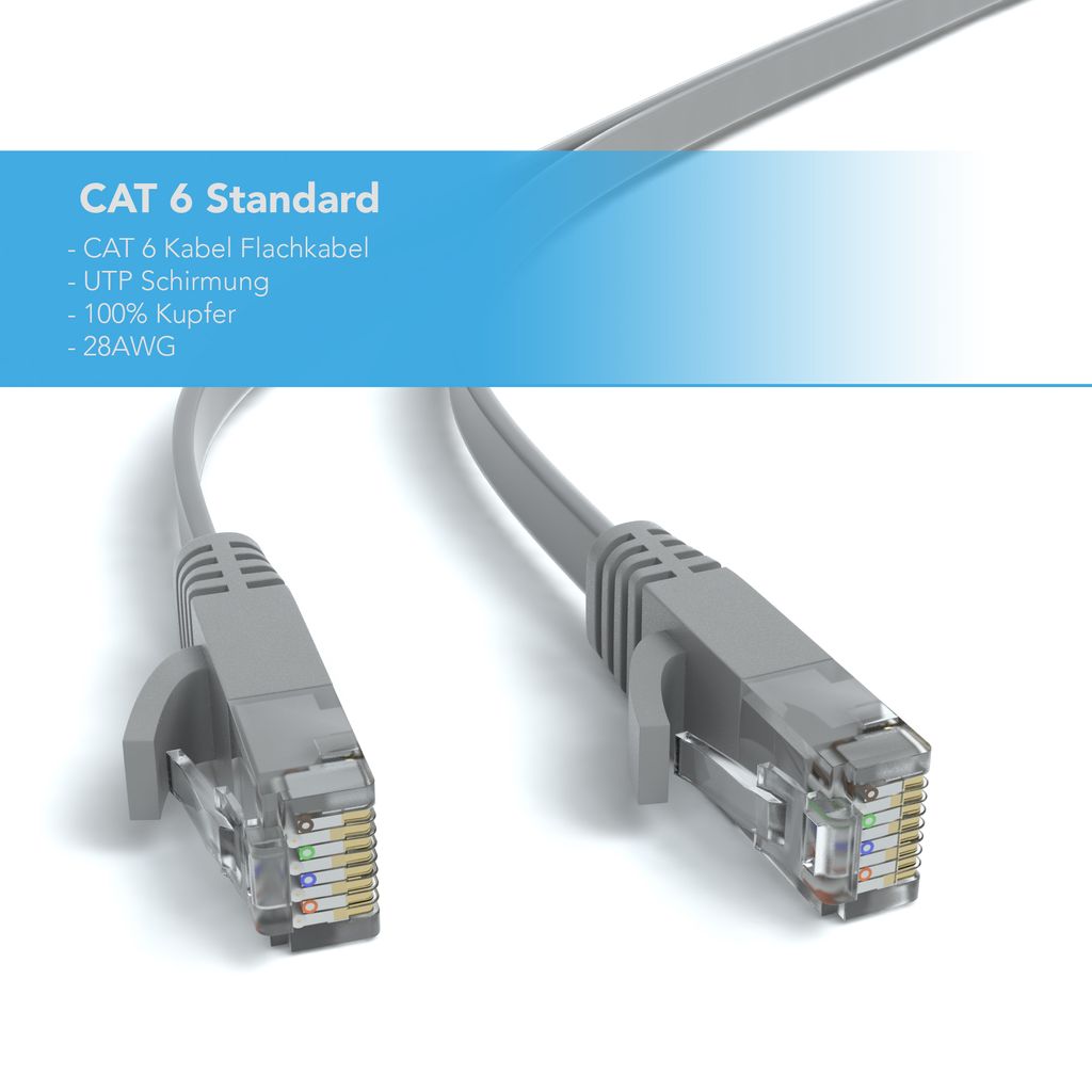 CAT 6 Patchkabel_FLACH - Grau - 4m | Kaufland.de