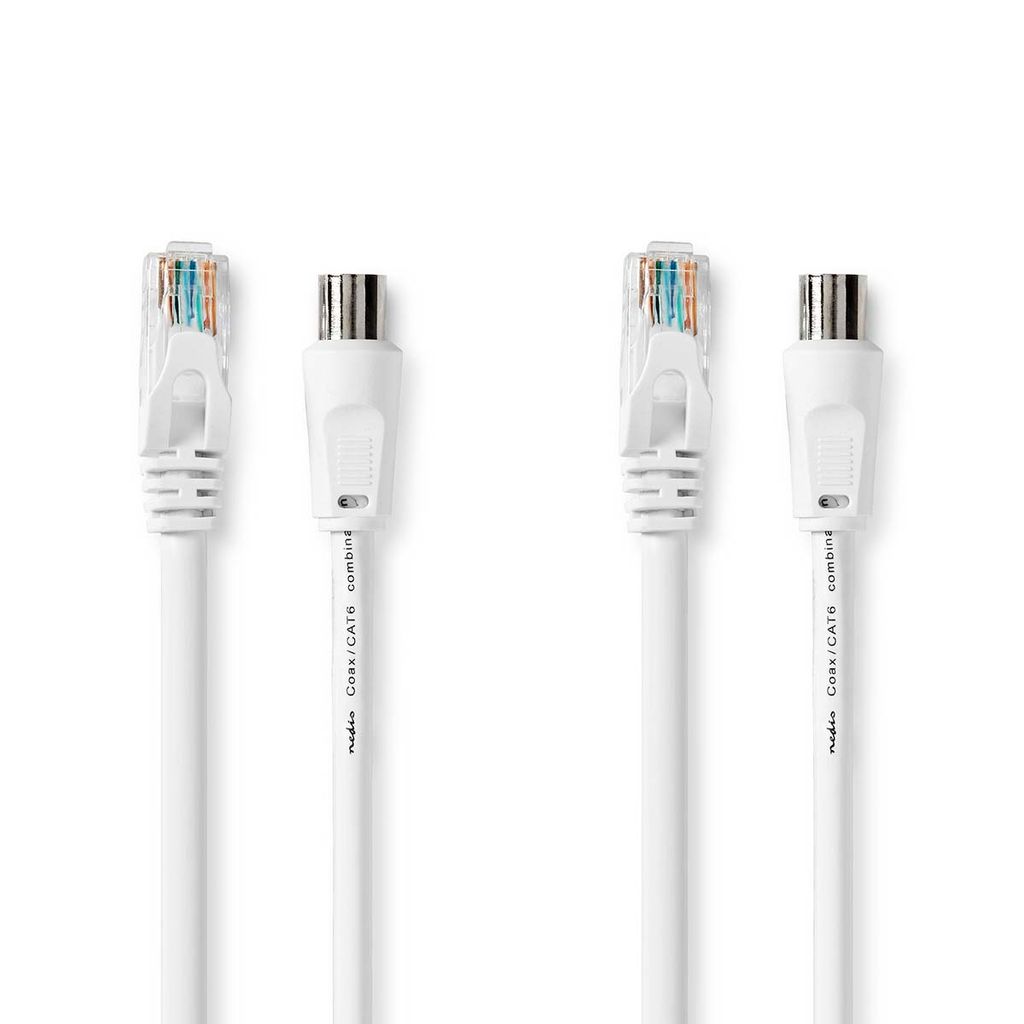 Coax & Cat6 Combi kabel | IEC (Coax) Samec / RJ45 samec