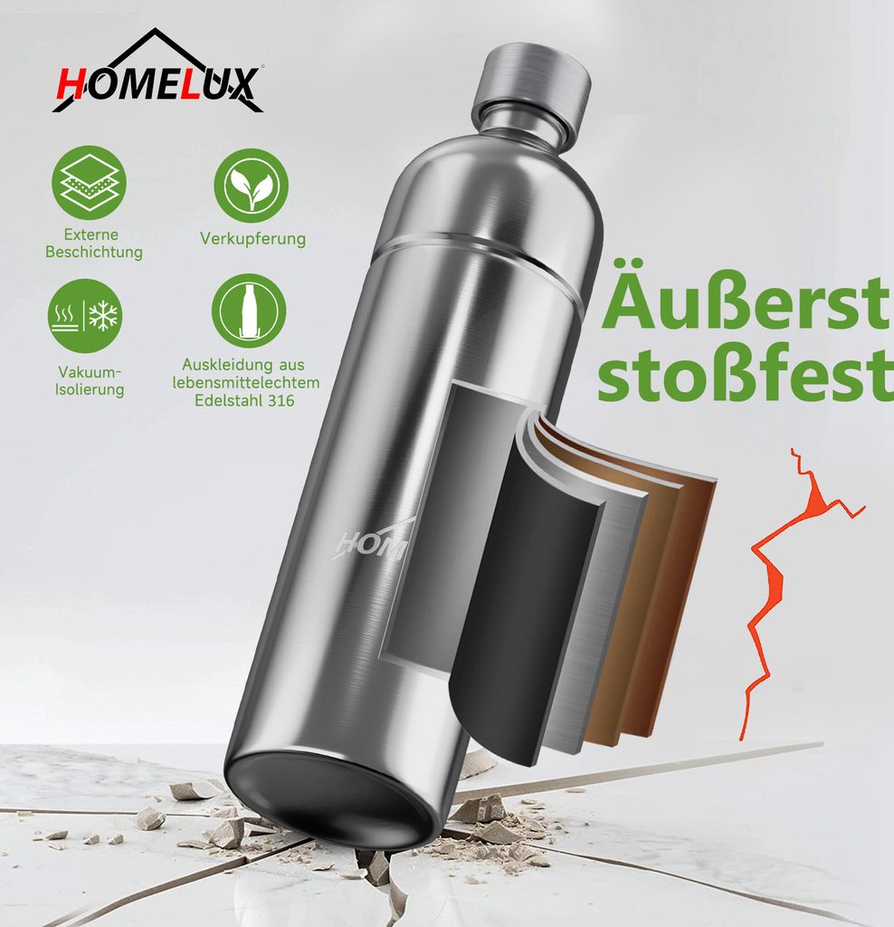 HOMELUX 1L 316 Edelstahl Flasche, Kompatibel | Kaufland.de