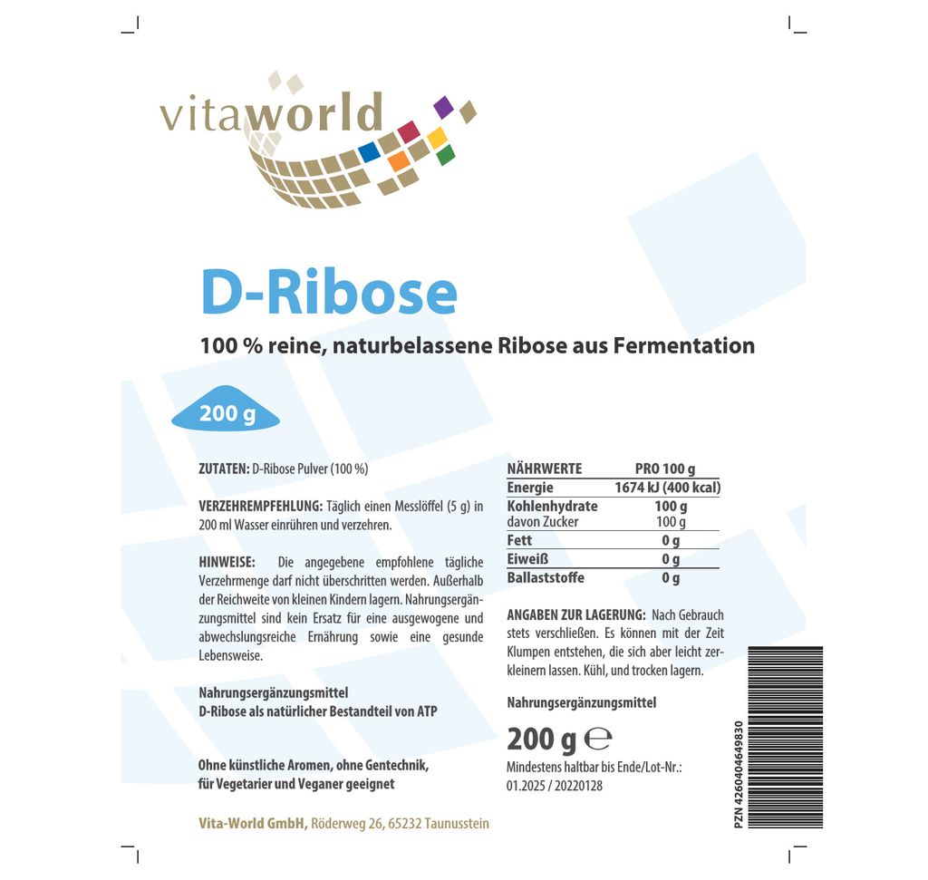 Vita World D-Ribose Pulver | 200g | Kaufland.de