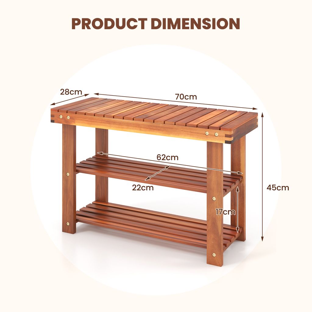 3-poschodový botník z agátového dreva, lavica | Kaufland.sk
