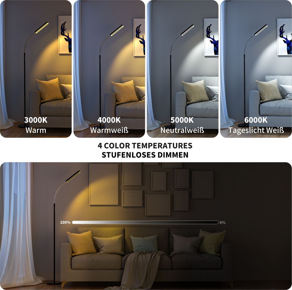 12W Modern LED Stehleuchte Stehlampe Dimmbar | Kaufland.de