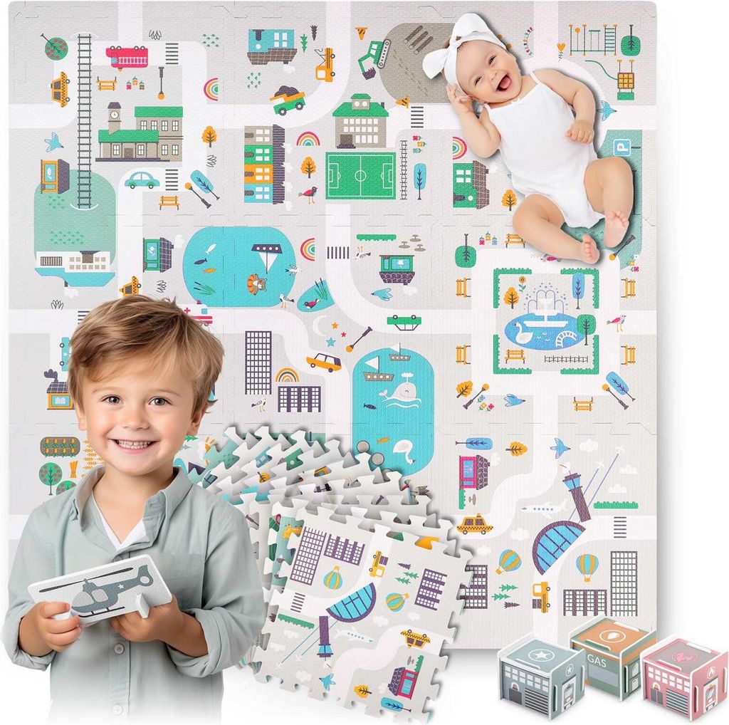 Penová podložka na puzzle 120x120cm + penové figúrky Nukido