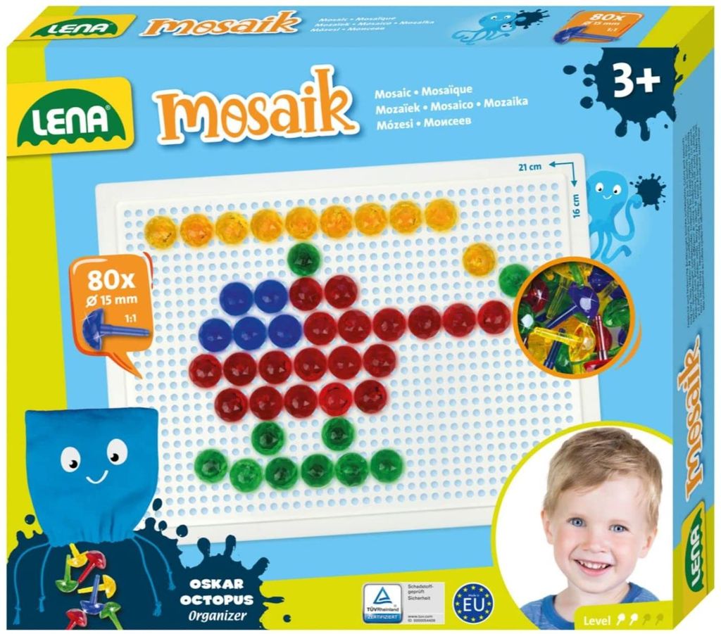 LENA Mosaik-Set 80 Stecker transparent 15mm