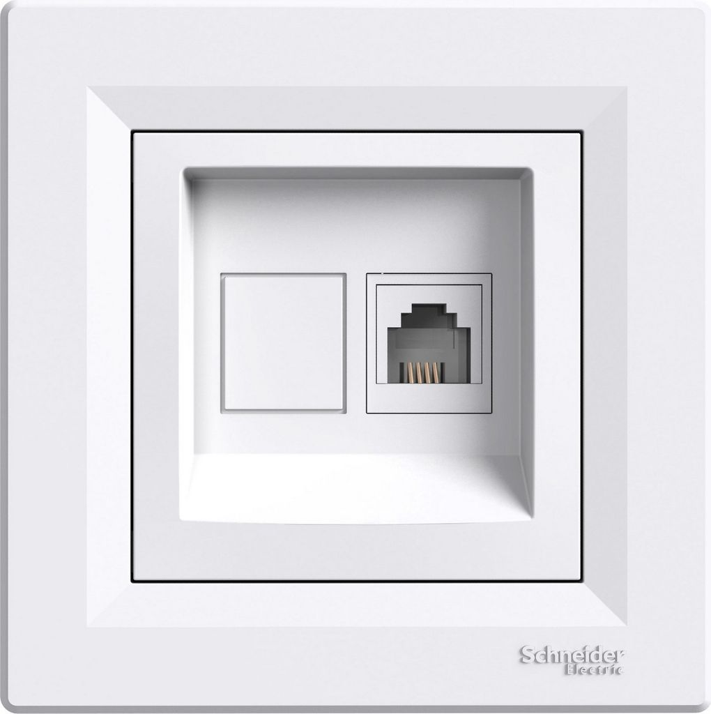 Telefondose mit Rahmen, weiß Schneider Asfora EPH4100121