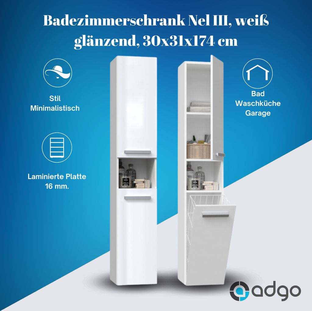 ADGO Nel III Badezimmerschrank mit wäschekorb | Kaufland.de