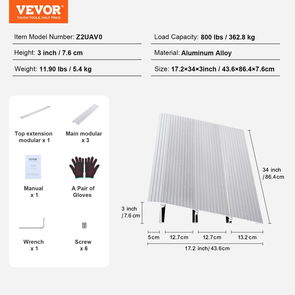 Vevor Türschwellenrampe 43 6 X 86 4 X 7 6 Cm Kaufland De