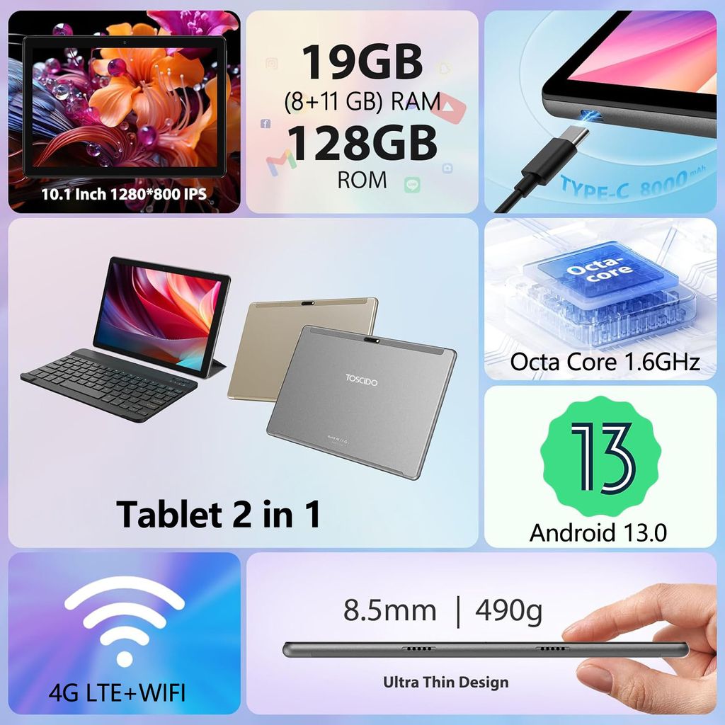 TOSCIDO Tablets 10 Zoll mit Tastatur und | Kaufland.de