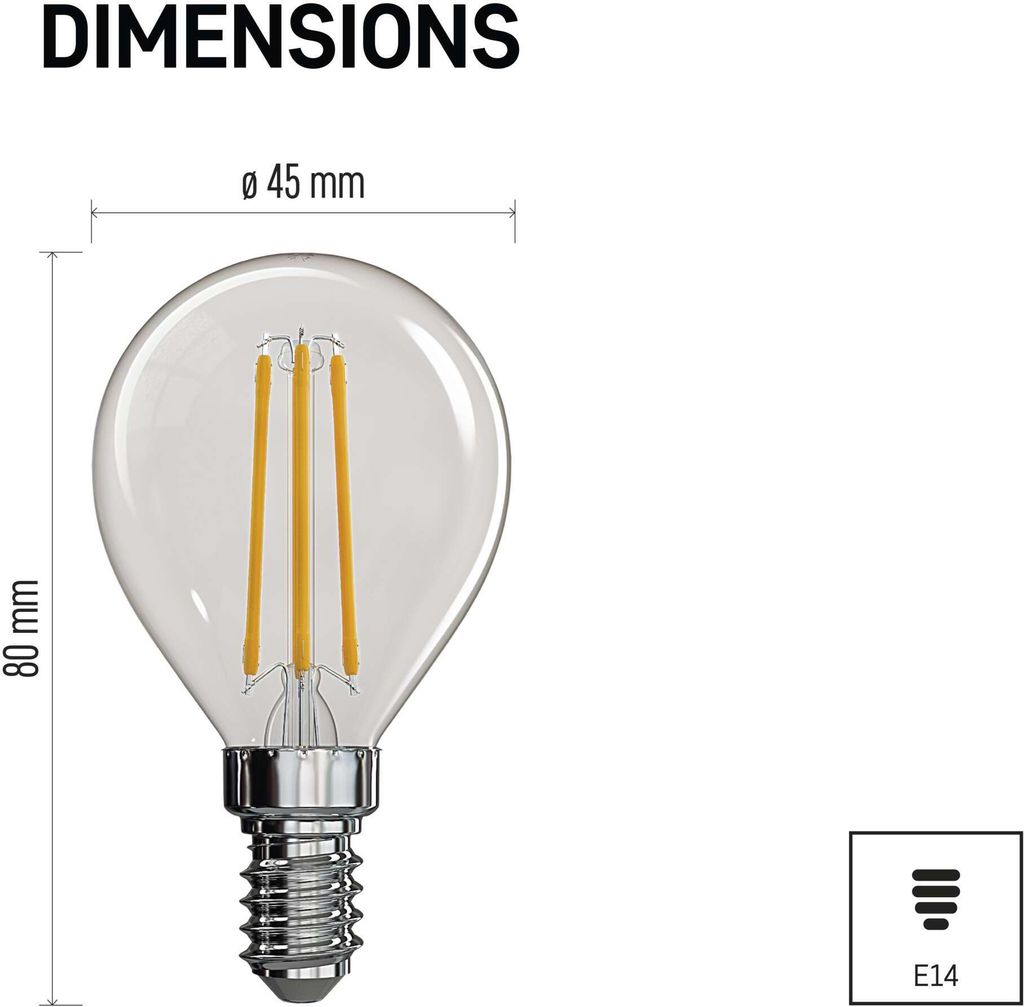 EMOS LED žárovka Filament Mini Globe / E14 / | Kaufland.cz