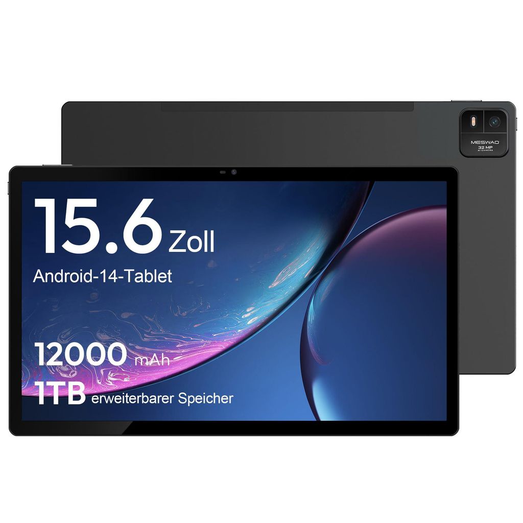 MESWAO 15,6 Zoll Tablet, 2025 Neuer Großes Tablets mit