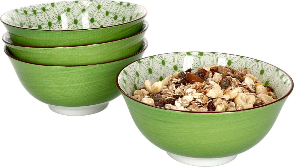 4er Set Lime Rio Schalen Ø15,5 cm Grünes Muster Schüssel