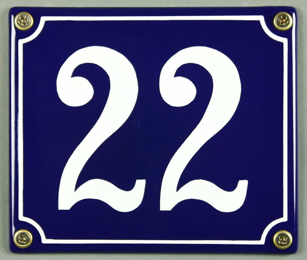 Hausnummernschild Emaille 22 blau - weiß | Kaufland.de