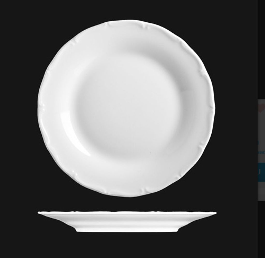 Assiette 25 cm, porcelaine blanche, Vérone, G. Benedict