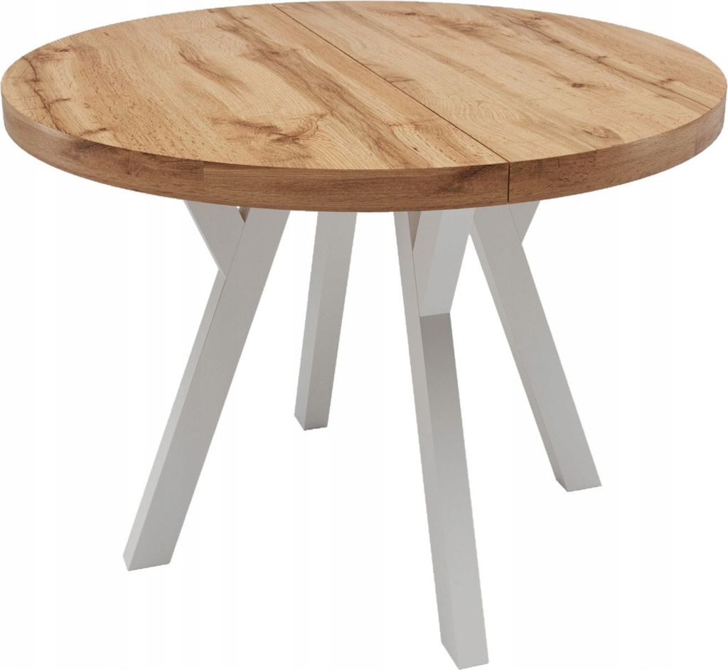 Runder Tisch Weiß + Eiche CRAFT Unfolded Ø100 Esstische