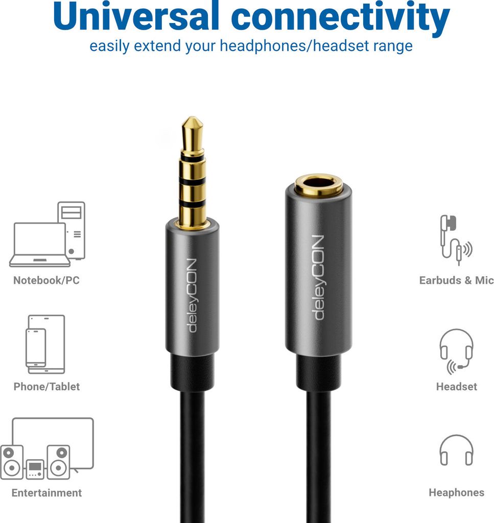 deleyCON 5m Headset Verlängerung CTIA 4 Polig | Kaufland.de