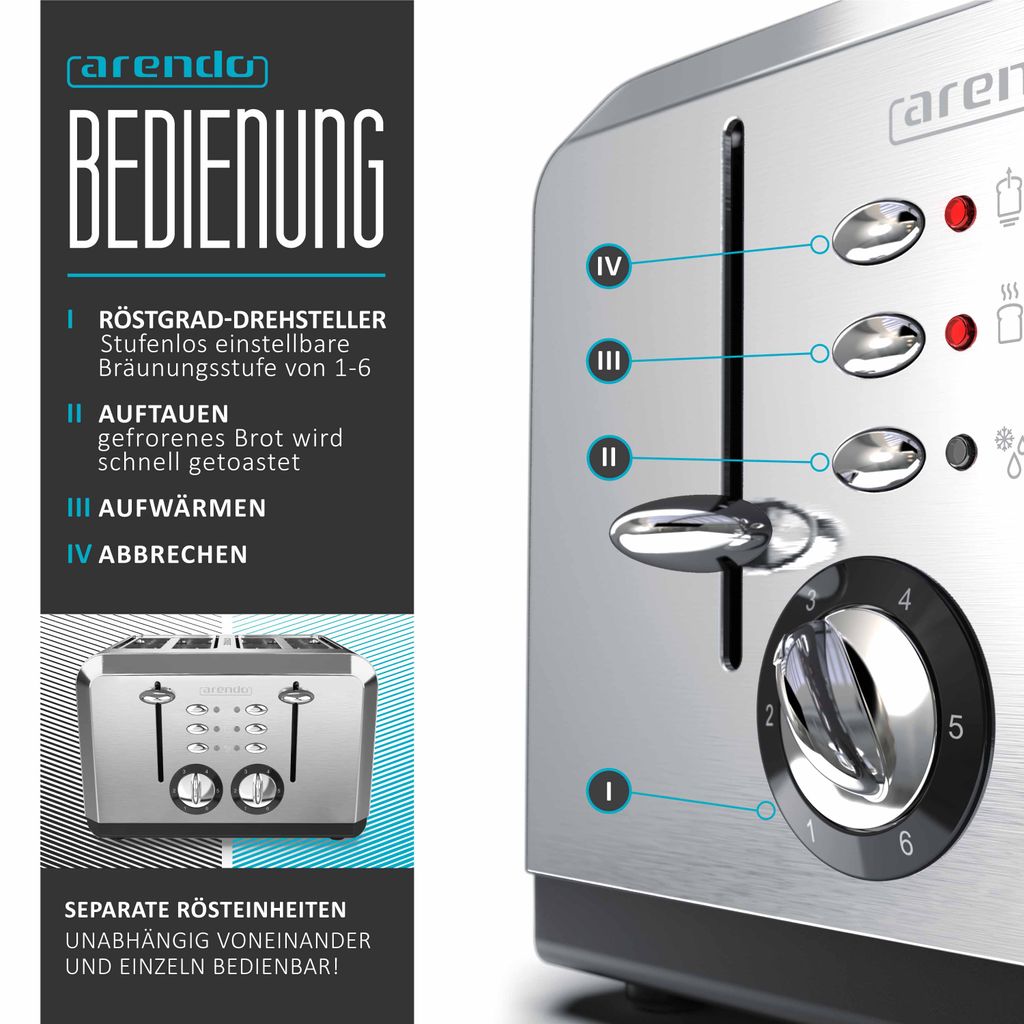 Arendo Automatik Toaster im Edelstahlgehäuse | Kaufland.de