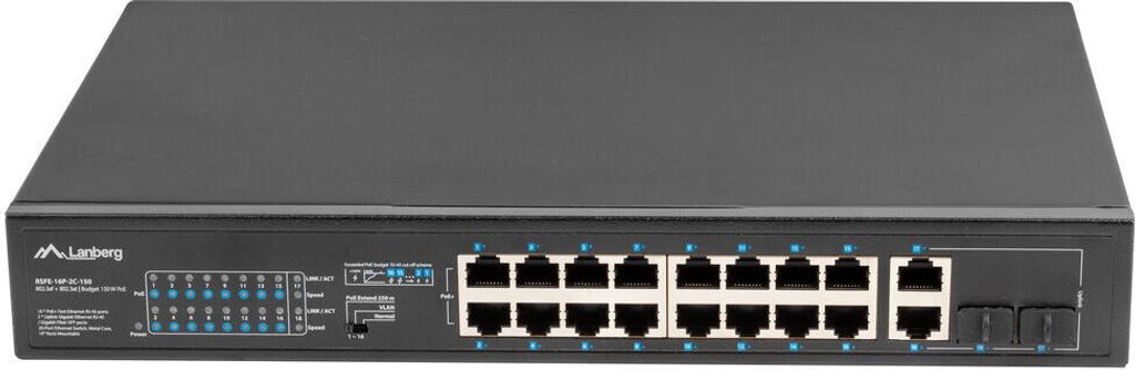 Lanberg RSFE-16P-2C-150 - Unmanaged - Gigabit Ethernet