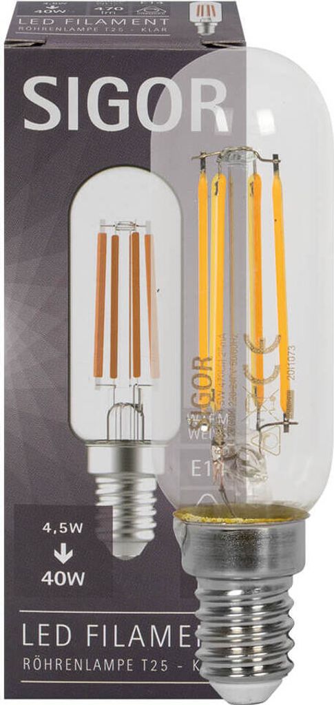 SIGOR 4,5W Röhre T25 Filament klar E14 470lm | Kaufland.de
