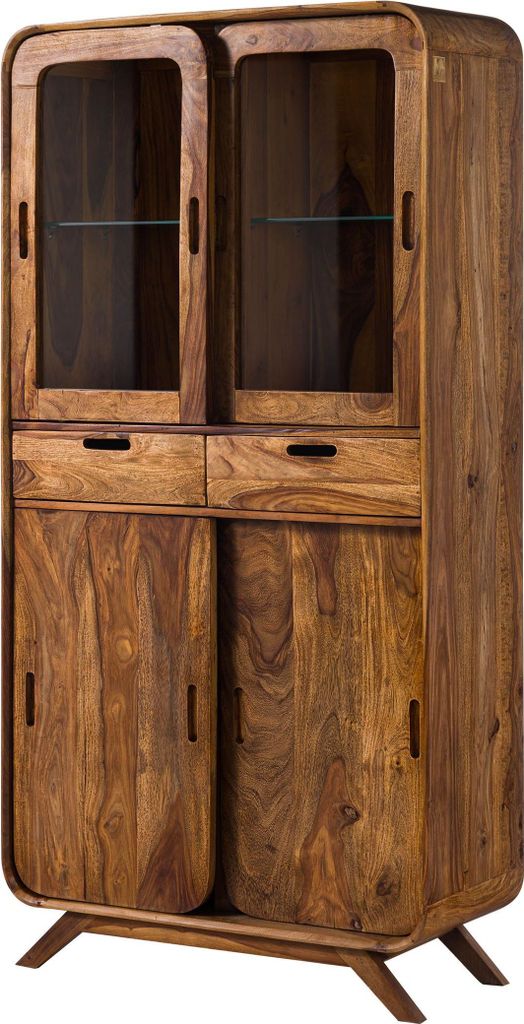 MASSIVMOEBEL24 | Vitrine en bois de Sheesham 90x40x180