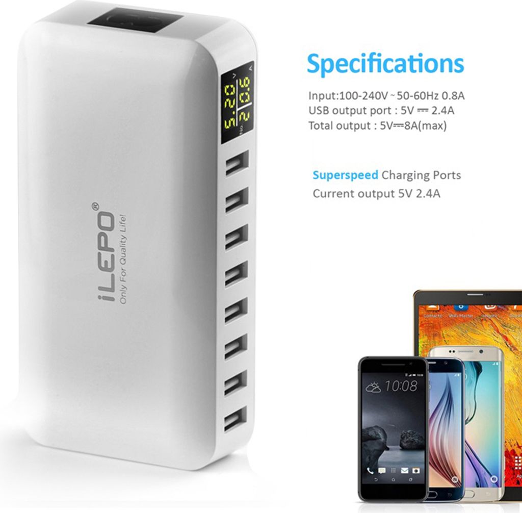 8-Port-Smart-USB-Ladegeraet, 40 W, 8 A, | Kaufland.de
