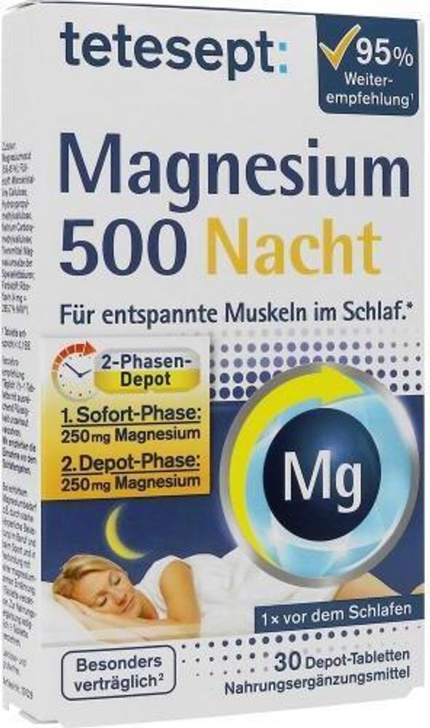 Tetesept Magnesium 500 Night Tablets 30 kapsúl
