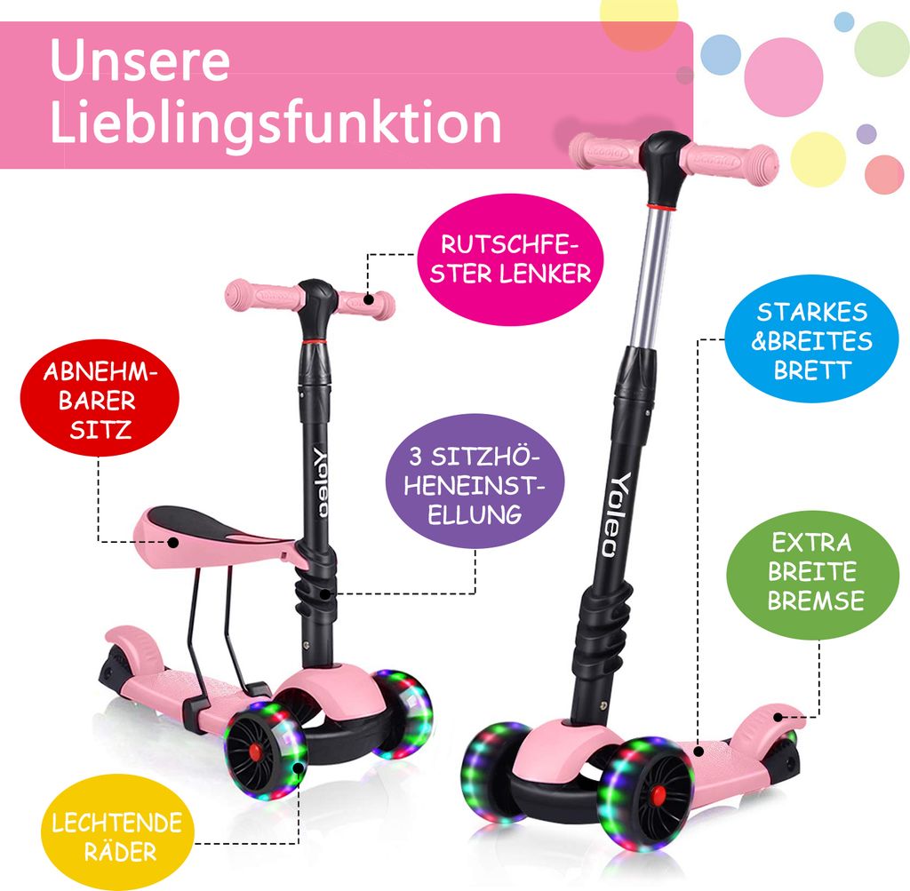 Yoleo Kinderroller mit abnehmbarem Sitz, | Kaufland.de