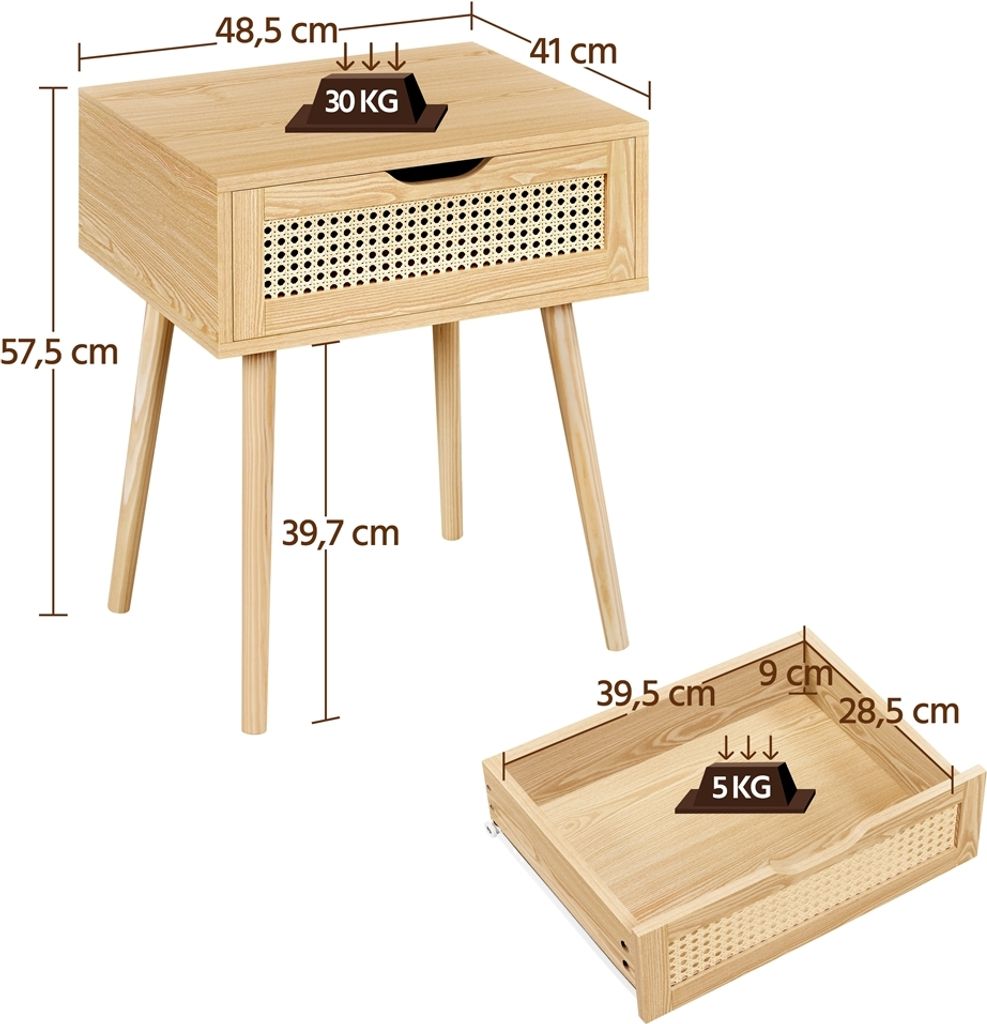 Yaheetech Nachttisch 2er Set mit Schublade | Kaufland.de