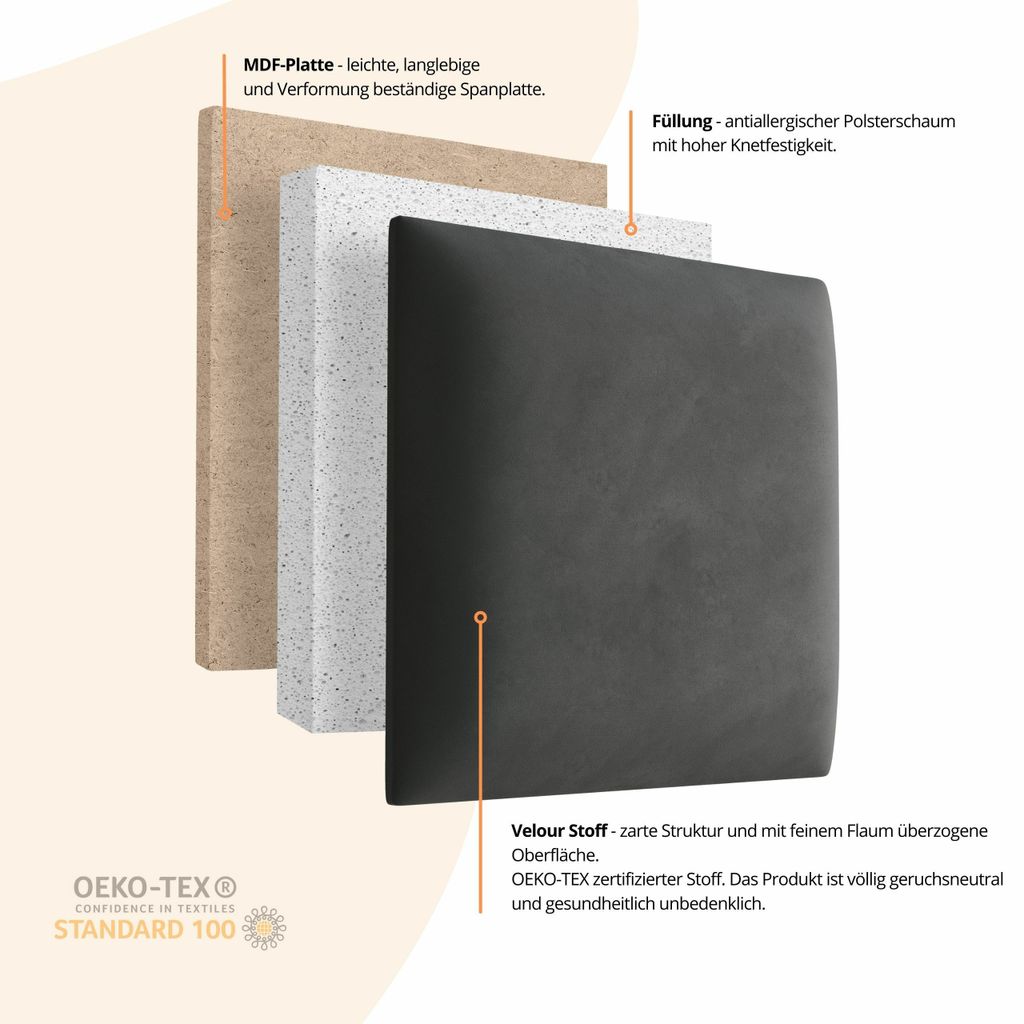 Čalouněný panel Square 30cm x 30cm Blue MAGIC | Kaufland.cz