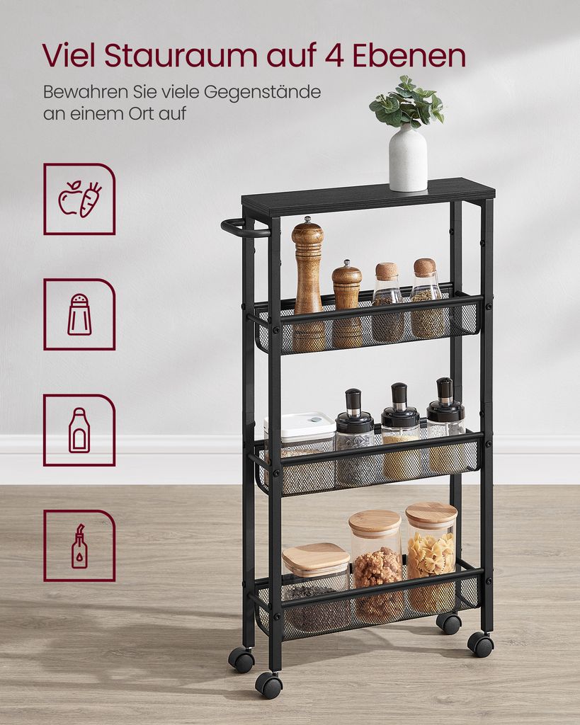 VASAGLE Rollwagen 4 Ebenen, Küchenwagen | Kaufland.de